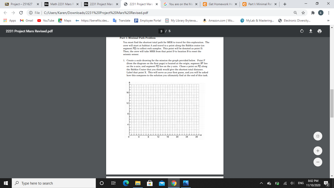 Bb Project - 251627 х Bb Math 2231 Mars RX Bb 2231 | Chegg.com