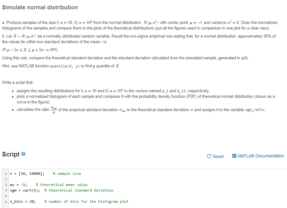 Simulate normal distribution a. Produce samples of | Chegg.com