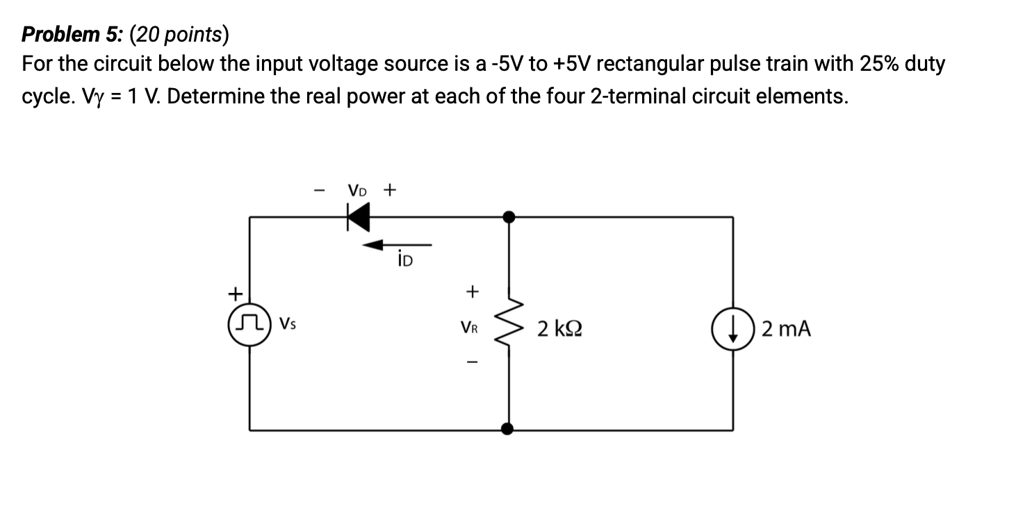 Solved Problem 5 20 Points For The Circuit Below The 