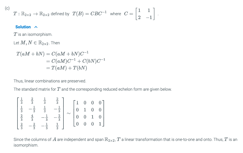 Solved I am trying to produce the standard matrix from the | Chegg.com