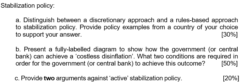 Solved Stabilization policy: a. Distinguish between a | Chegg.com