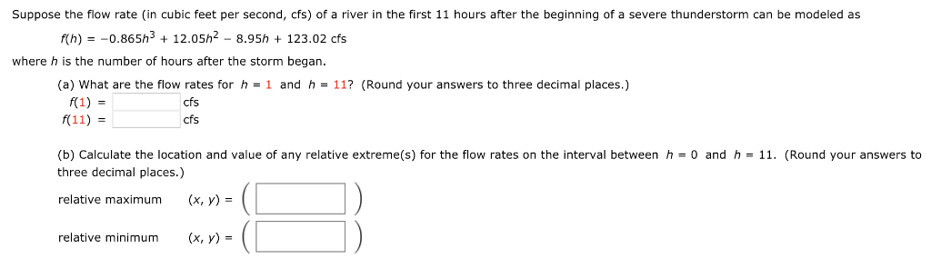 Solved Suppose the flow rate (in cubic feet per second, cfs) | Chegg.com