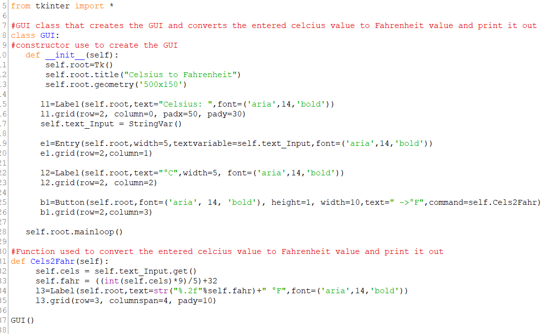 Solved Lab 10 GUI – Celsius to Fahrenheit Conversion Modify | Chegg.com
