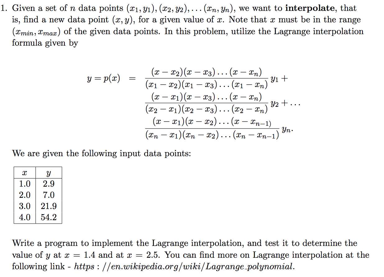 1 Given A Set Of N Data Points X1 Yı X2 Y2 8739