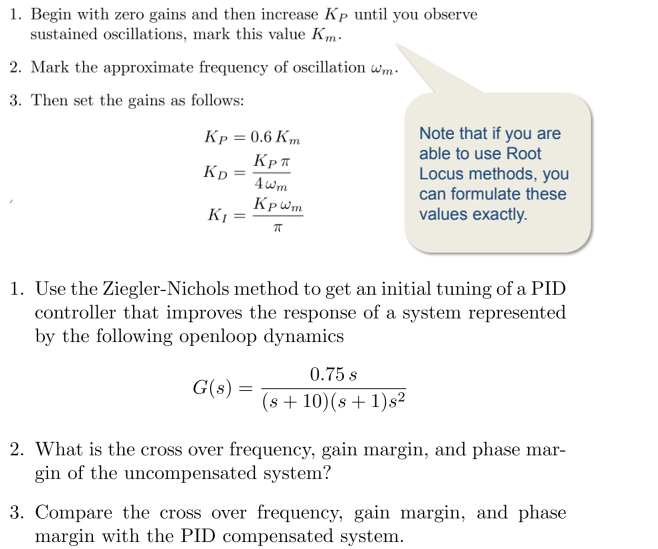 Solved 1. Begin with zero gains and then increase Kp until | Chegg.com