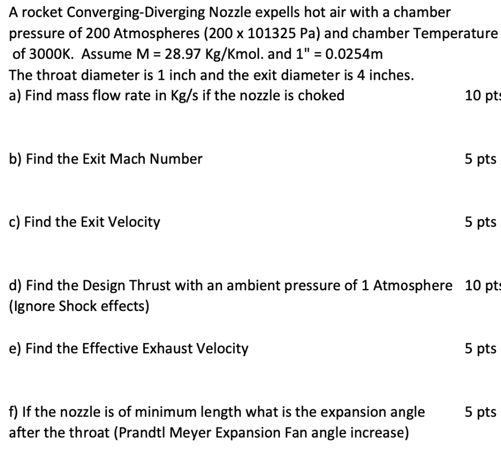 Solved A rocket Converging-Diverging Nozzle expells hot air | Chegg.com