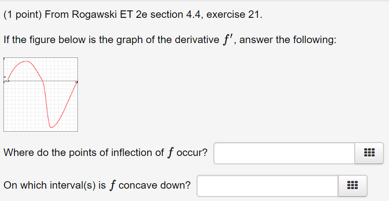 Solved (1 point) From Rogawski ET 2e section 4.4, exercise | Chegg.com