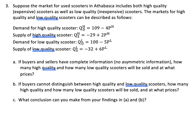Solved 3. Suppose the market for used scooters in Athabasca | Chegg.com