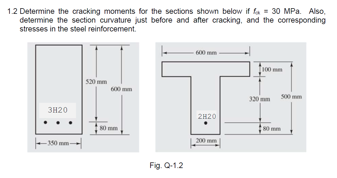 Solved 1.2 Determine the cracking moments for the sections | Chegg.com Solved 1.2 Determine the cracking moments for the sections | Chegg.com