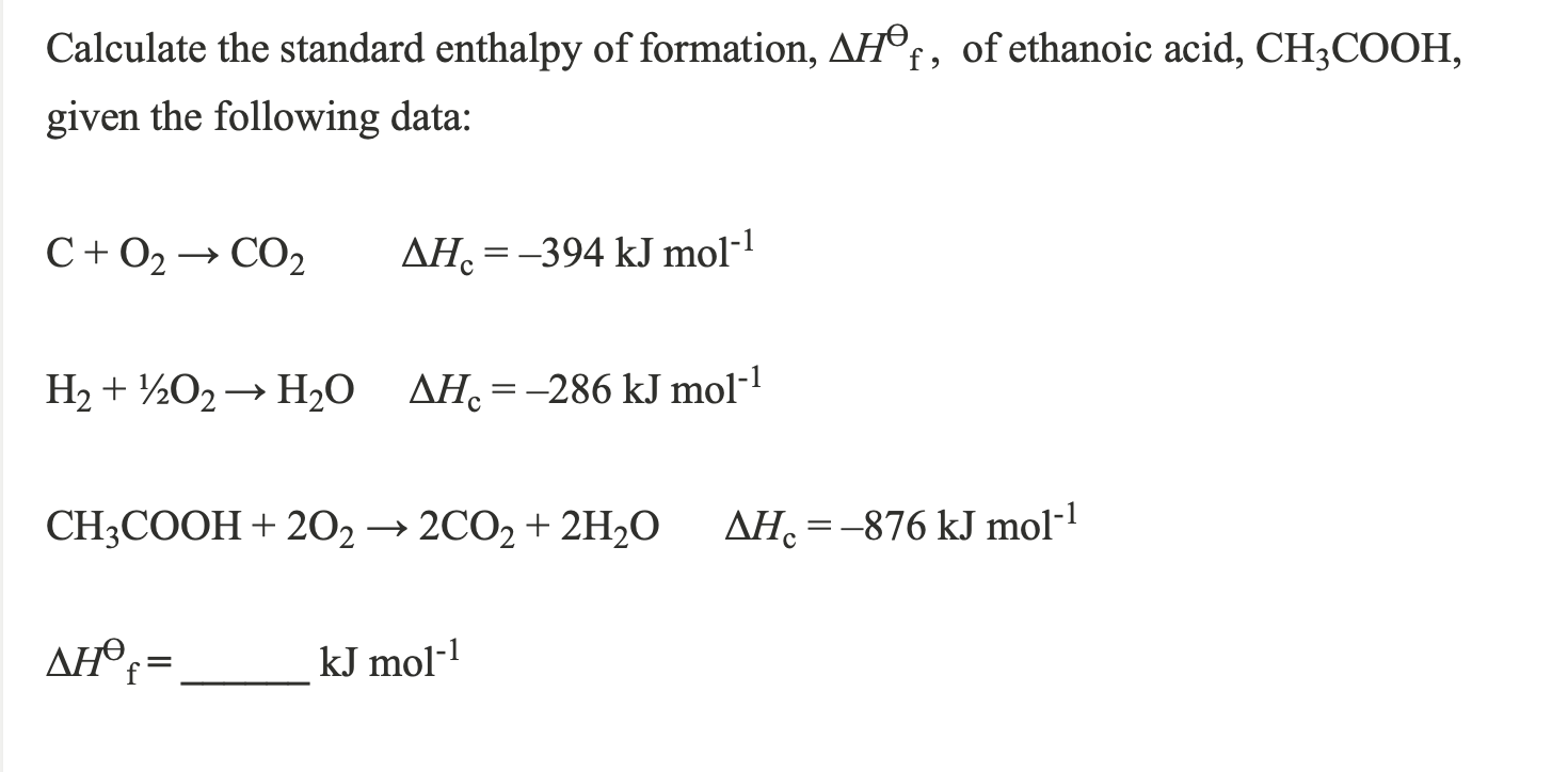 Solved Calculate the standard enthalpy of formation, AH®f, | Chegg.com