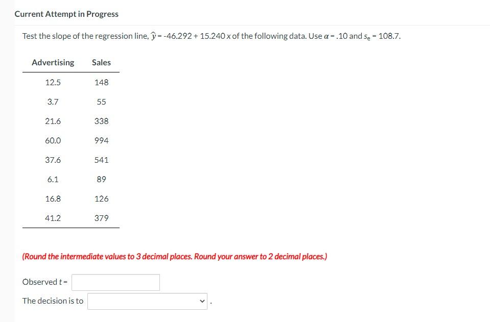 Solved Test the slope of the regression line, | Chegg.com