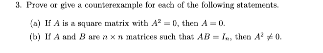 Solved Prove or give a counterexample for each of the | Chegg.com