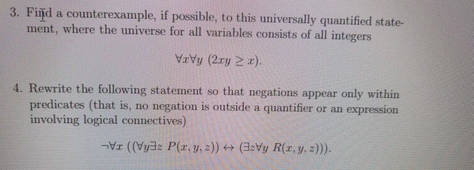 Solved 3. Find a counterexample, if possible, to this | Chegg.com