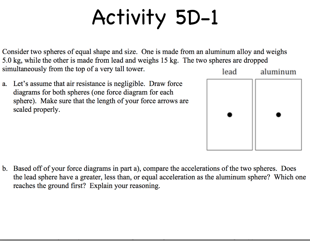 Solved Activity 5D-1 Consider two spheres of equal shape and | Chegg.com