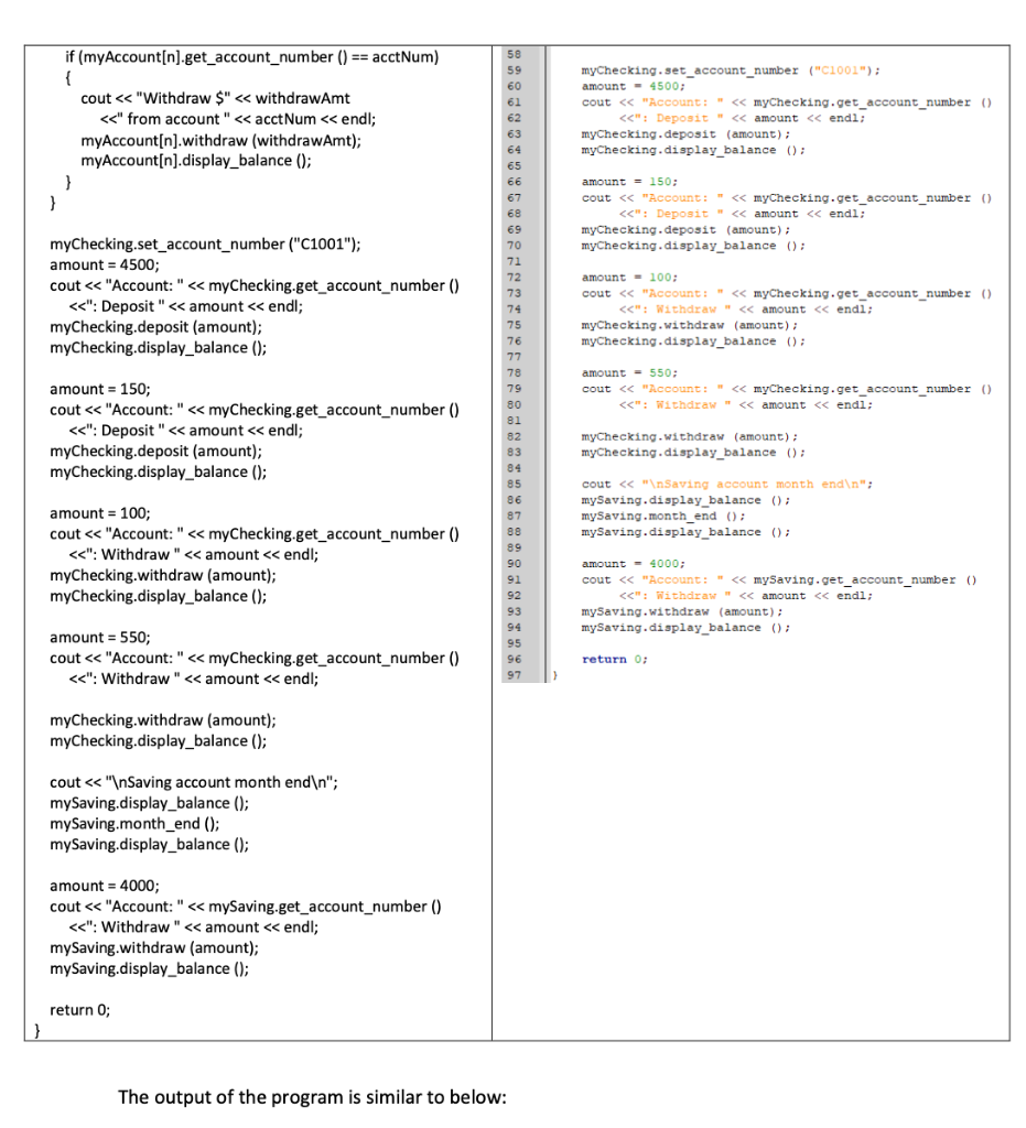 Solved Lab 7-Bank Inheritance - CS-116 O o o o 1. Define a | Chegg.com