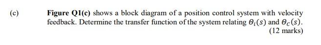 Solved (C) Figure Q1(e) shows a block diagram of a position | Chegg.com