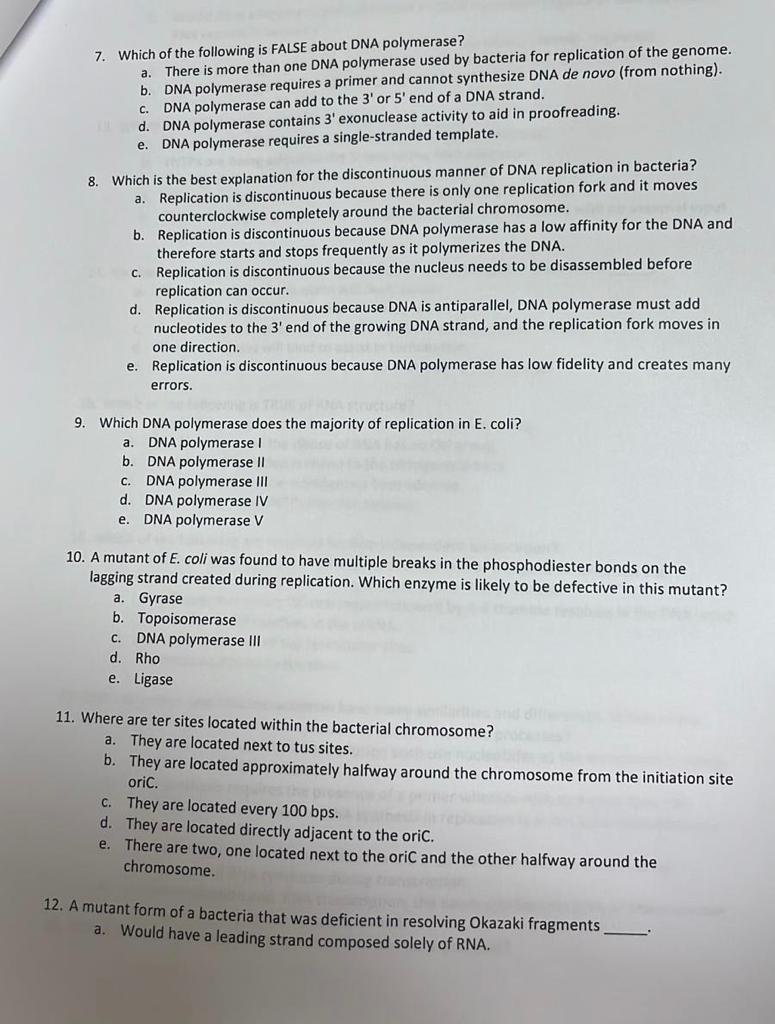 Solved 7. Which of the following is FALSE about DNA | Chegg.com