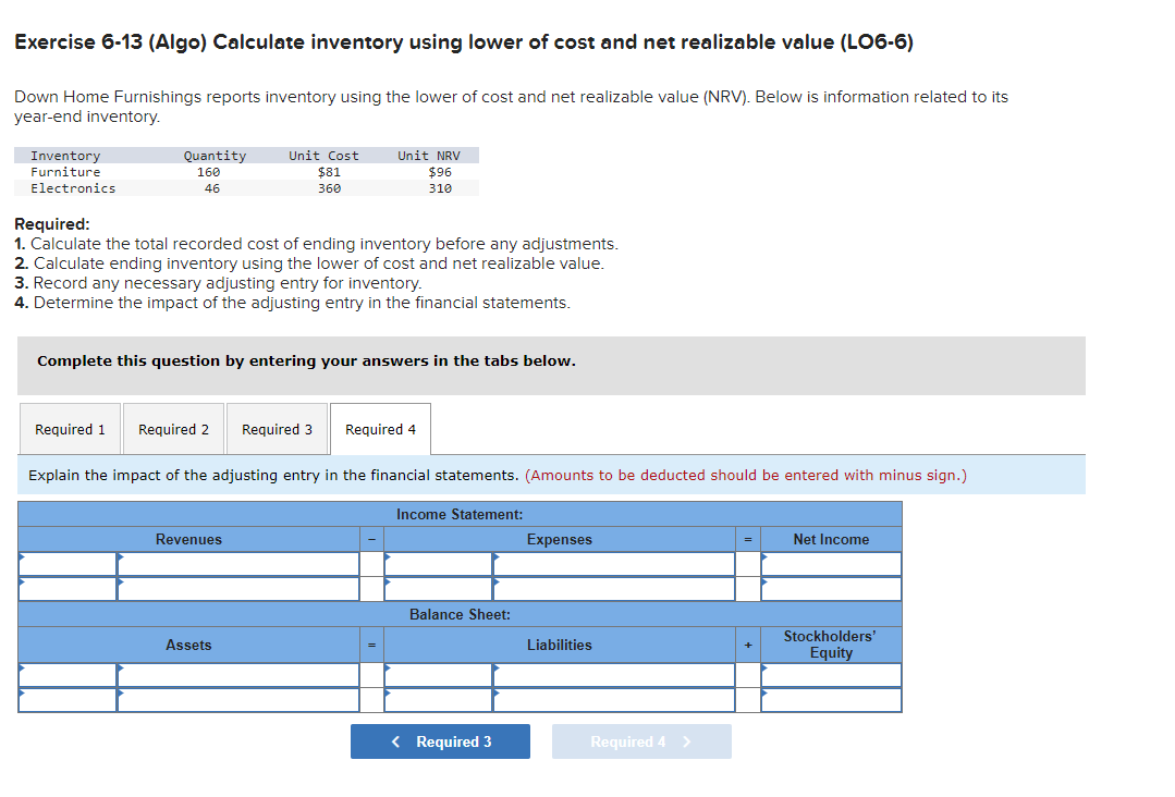 Solved Exercise 6 13 Algo Calculate Inventory Using Lower 