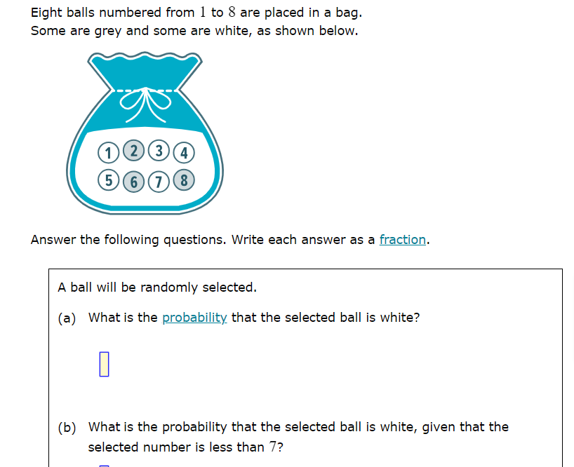 Solved Eight balls numbered from 1 to 8 are placed in a bag. | Chegg.com