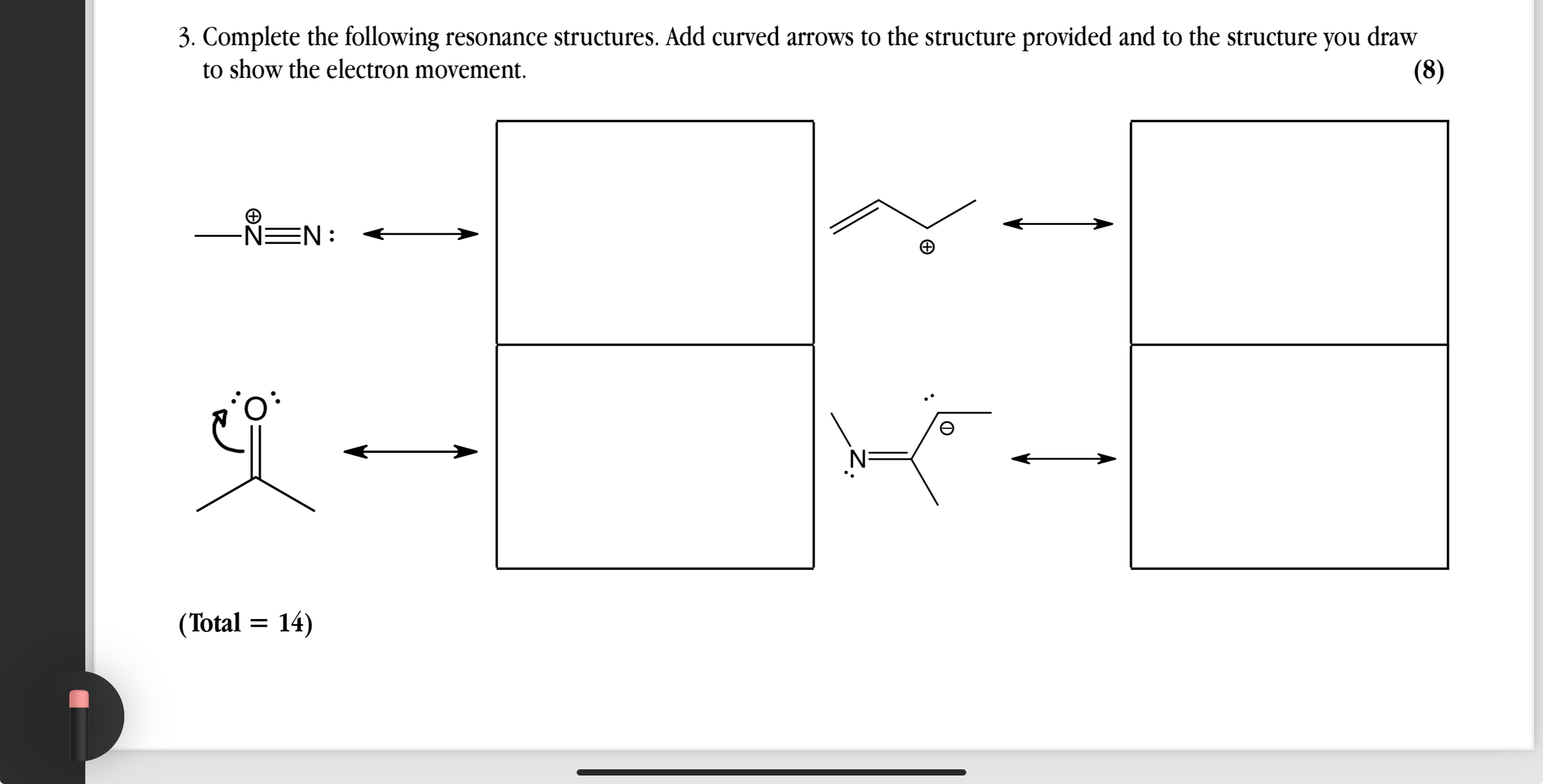 Solved 3. Complete the following resonance structures. Add | Chegg.com