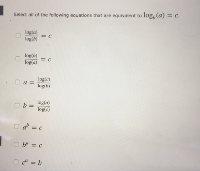 Solved Select all of the following equations that are | Chegg.com