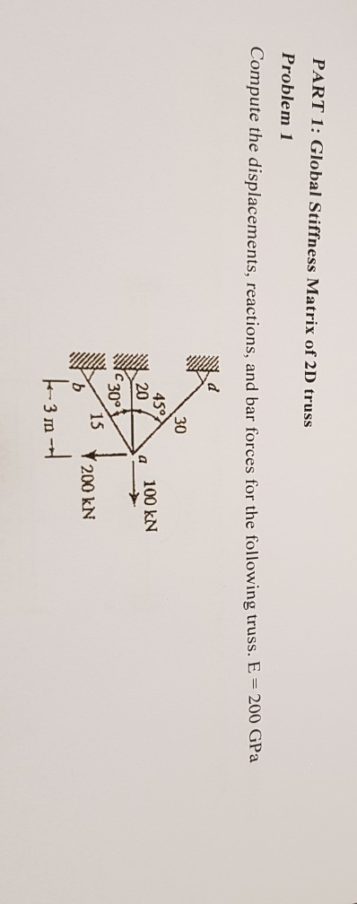 Solved PART 1: Global Stiffness Matrix of 2D truss Problem 1 | Chegg.com