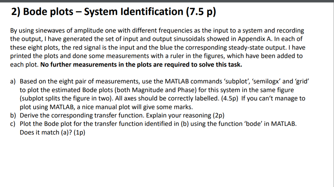 2) Bode plots – System Identification (7.5 p) By | Chegg.com
