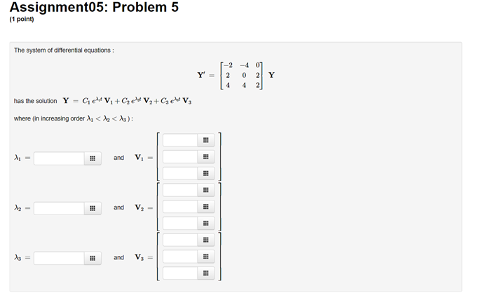 Solved Assignment05: Problem 5 (1 point) The system of | Chegg.com