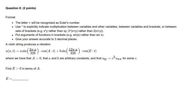 Solved Format - The letter e will be recognised as Euler's | Chegg.com