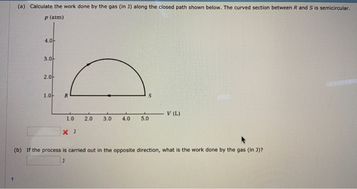 Solved (a) Calculate the work done by the gas (in J) along | Chegg.com
