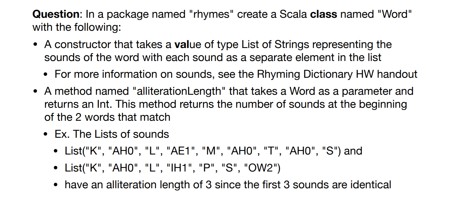 Solved Question In A Package Named Rhymes Create A Scala