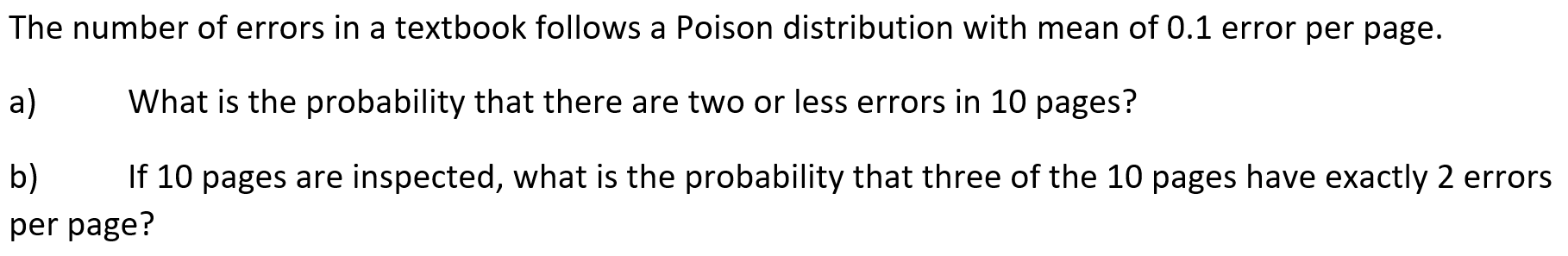 Solved The number of errors in a textbook follows a Poison | Chegg.com