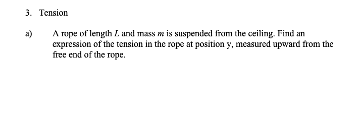 Solved 3. Tension a) A rope of length L and mass m is | Chegg.com