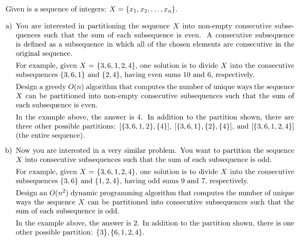 Given is a sequence of integers: X = {21, L2, ..., | Chegg.com