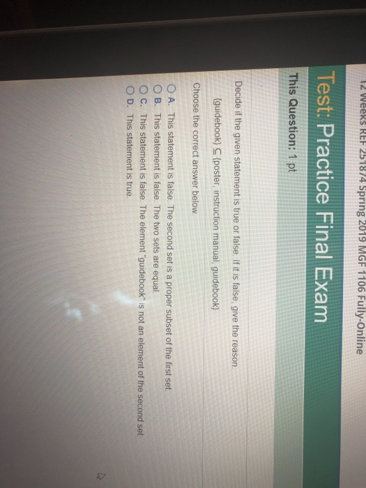 Solved 12 Weëk3 REF 251874 Spring 2019 MGF 1106 Fully-Online | Chegg.com