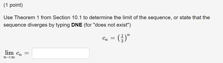 Solved (1 point) Use Theorem 1 from Section 10.1 to | Chegg.com