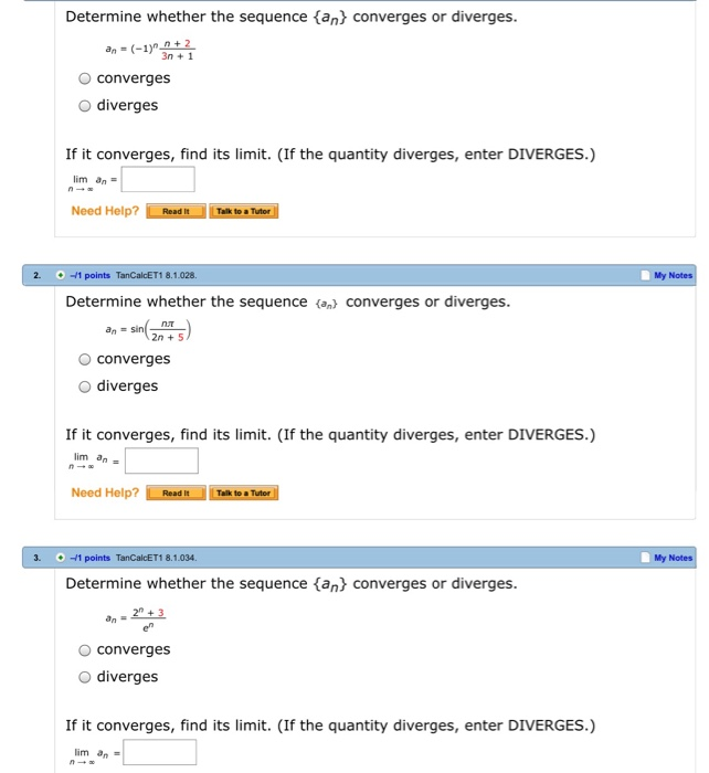 Solved Determine whether the sequence an) converges or | Chegg.com