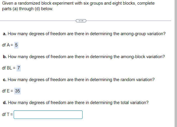 Solved Given A Randomized Block Experiment With Six Groups 