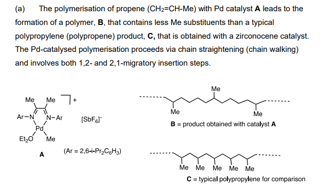 (a) ﻿The polymerisation of ﻿propene (CH2=CH-Me) ﻿with | Chegg.com