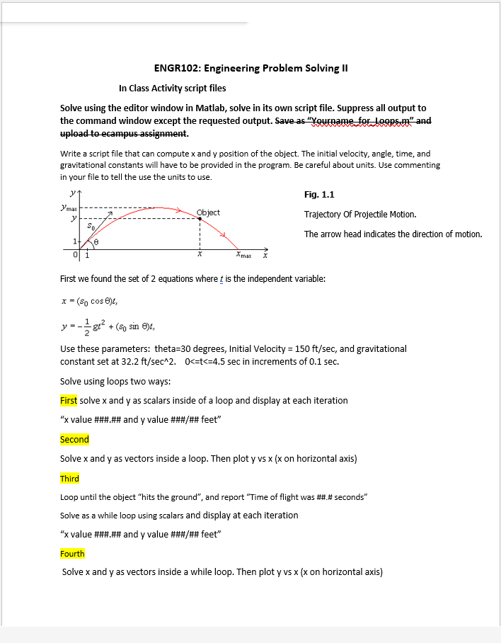 Solved ENGR102: Engineering Problem Solving II In Class | Chegg.com