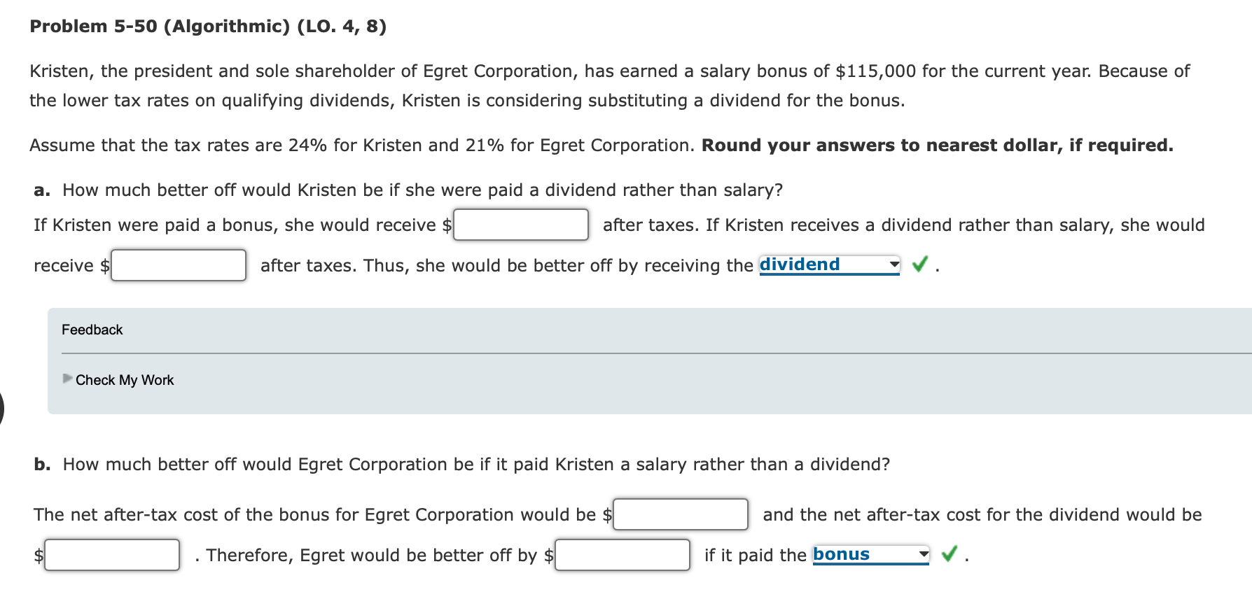 Problem 5-50 (Algorithmic) (LO. 4, 8) Kristen, the | Chegg.com