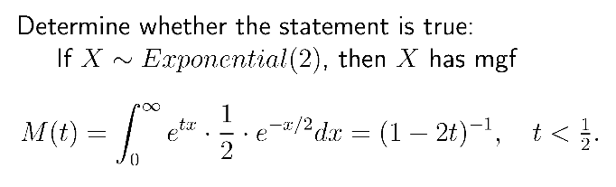 Solved Determine whether the statement is true: If X~ | Chegg.com