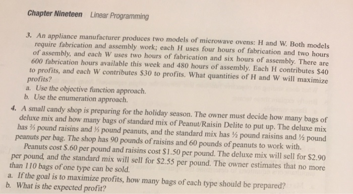 Solved Chapter Nineteen Linear Programming 3. An appliance | Chegg.com