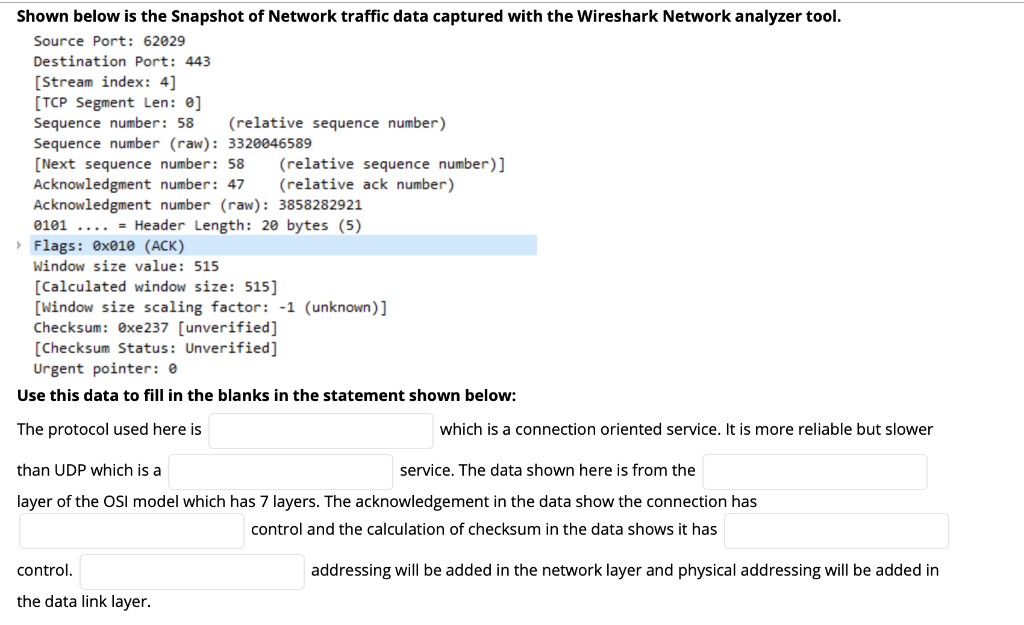 Shown below is the Snapshot of Network traffic data | Chegg.com