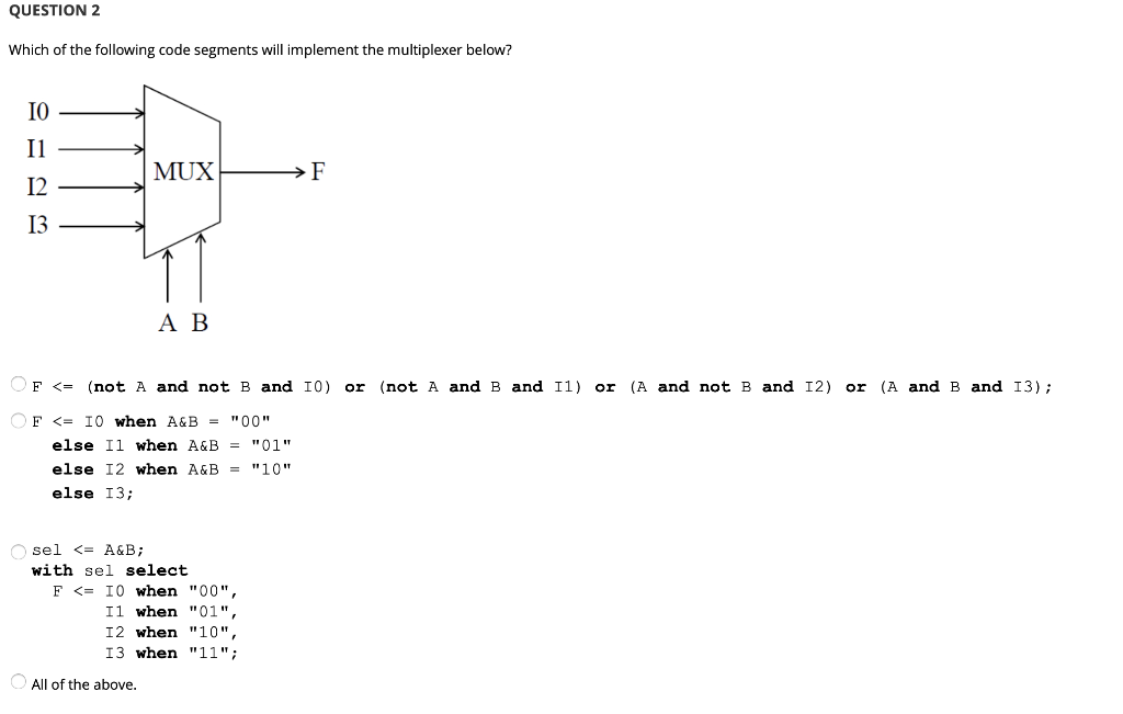 Solved Which of the following code segments will implement | Chegg.com