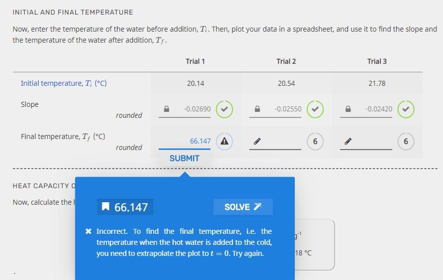 Solved INITIAL AND FINAL TEMPERATURE Now, enter the | Chegg.com