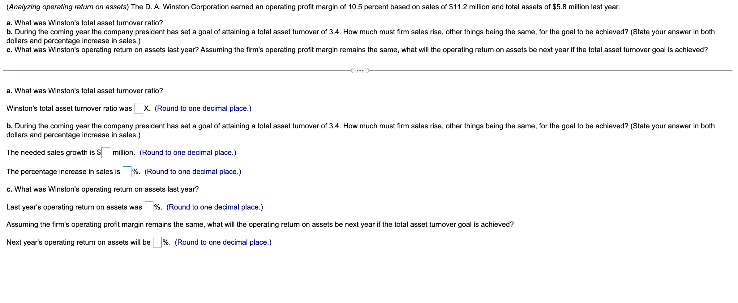 Solved (Analyzing operating return on assets) The D. A. | Chegg.com