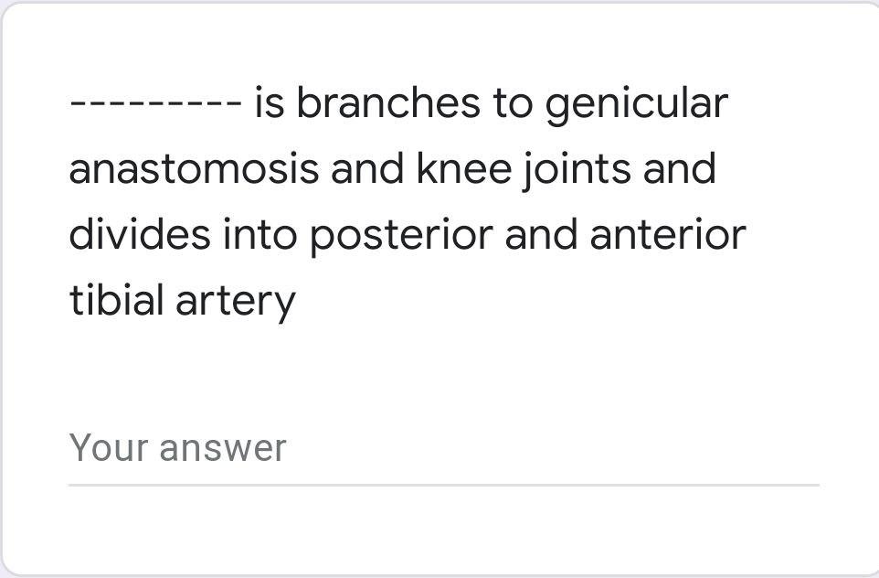 Solved is branches to genicular anastomosis and knee joints | Chegg.com