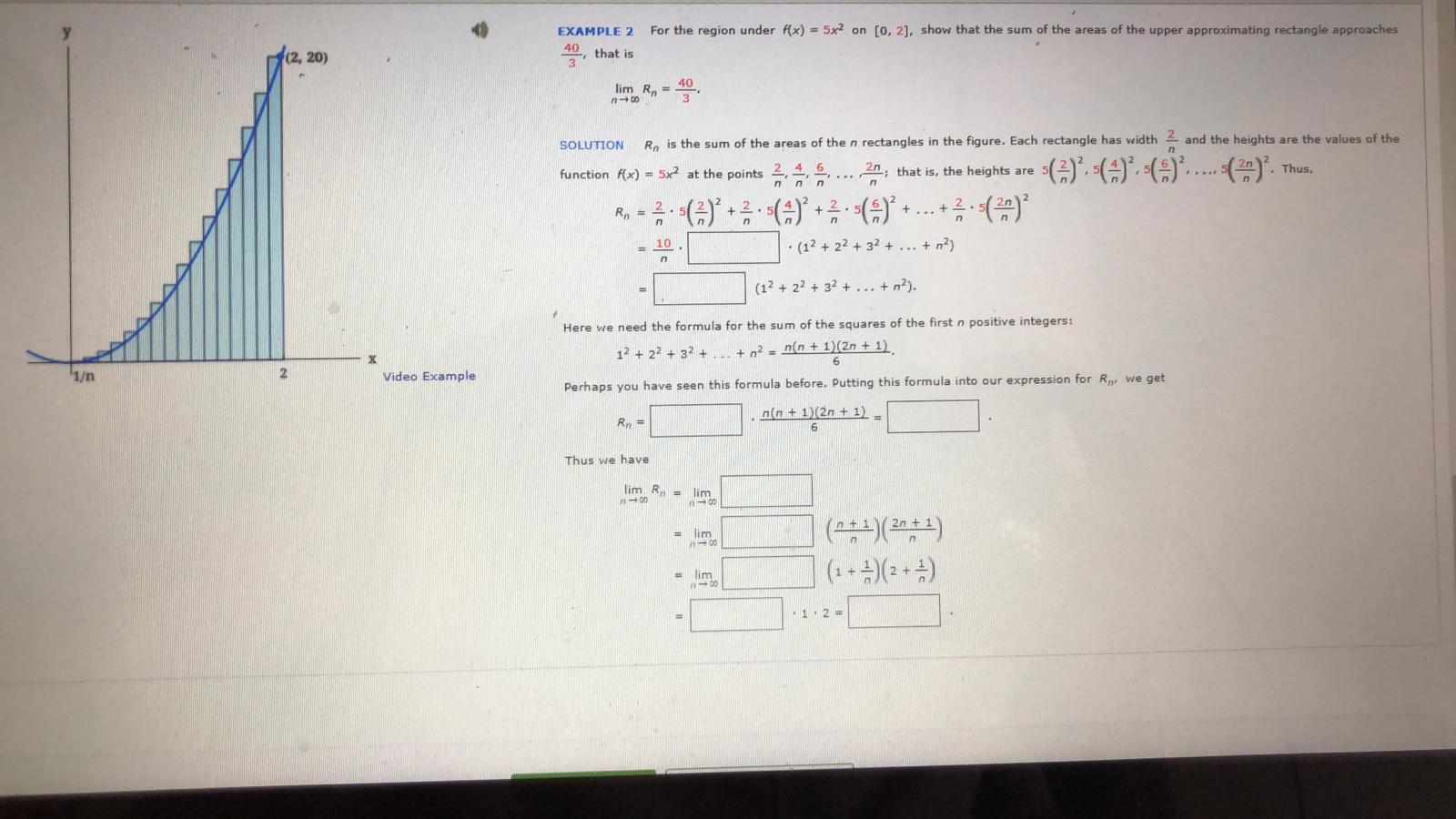 Solved For the region under f(x) = 5x2 on [0, 2], show that | Chegg.com