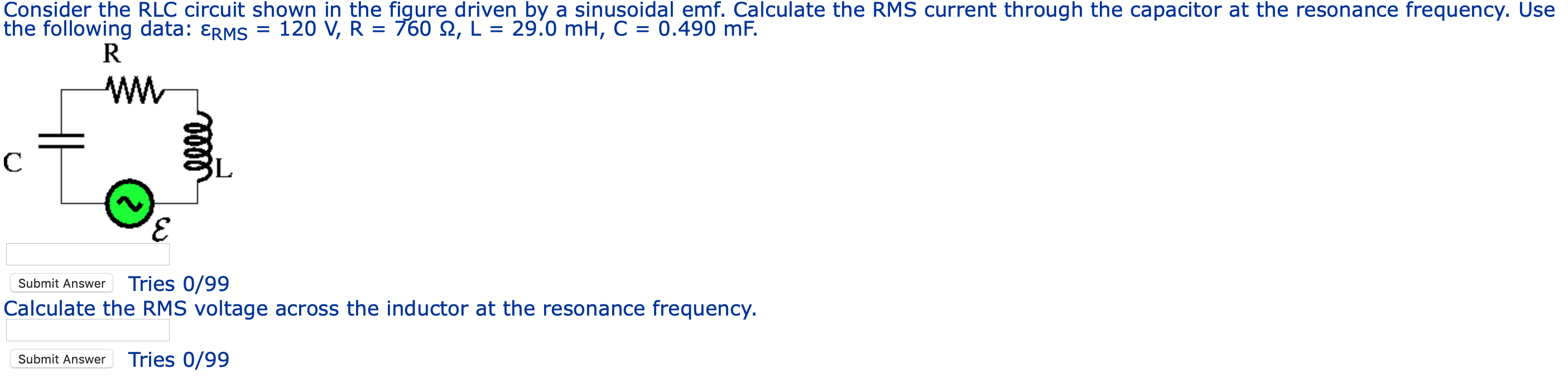 Solved = = Consider the RLC circuit shown in the figure | Chegg.com
